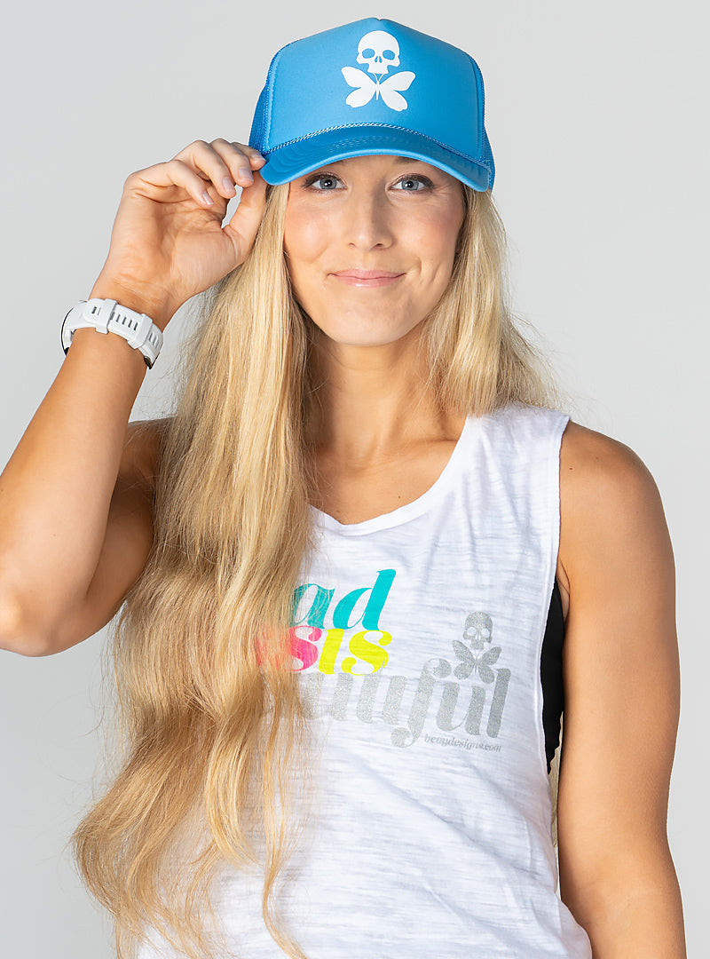 betty designs Retro Foam Trucker Colombia Blue Edition – Betty Designs